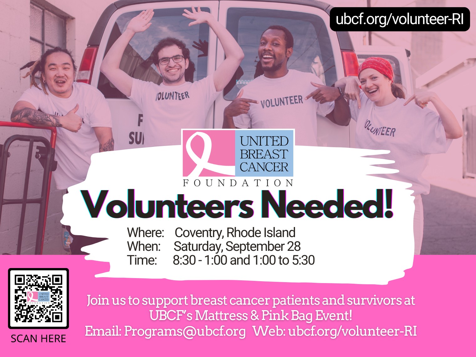 Volunteers needed for UBCF’s Mattress & Pink Bag Event in Coventry, RI ...